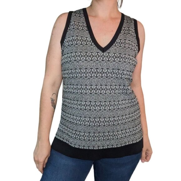 Misook | Sweaters | Misook Womens Woven Sweater Vest Large Black Gray ...